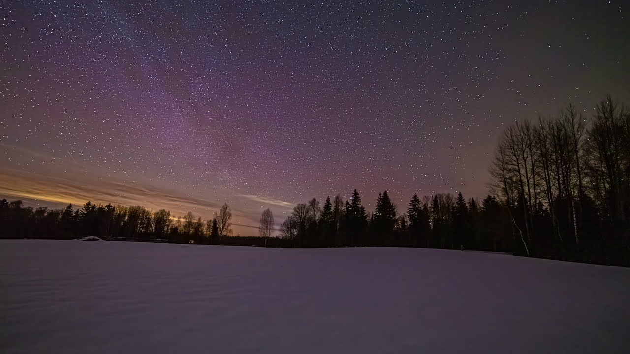 Night timelapse of starry sky with milky way galaxy visible in stars ...