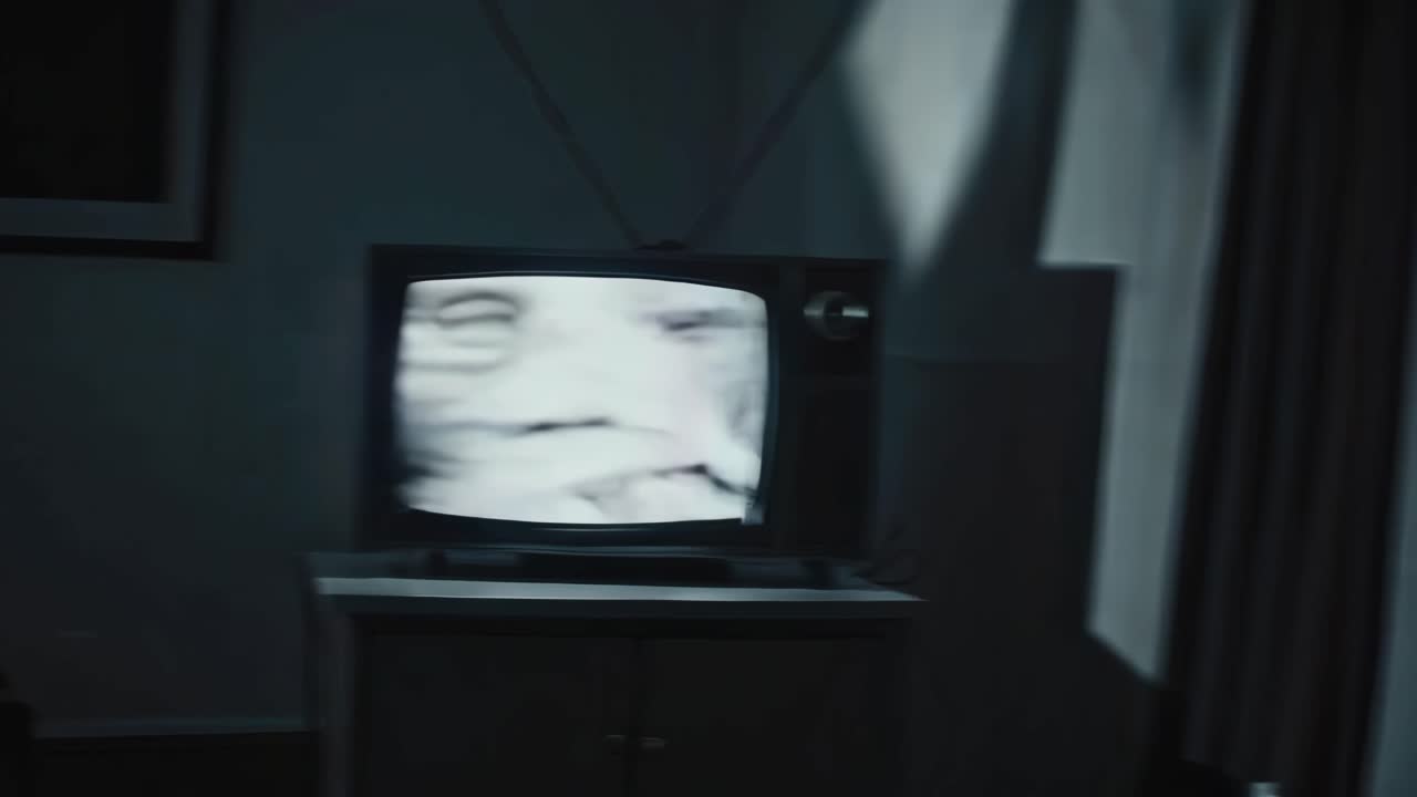 Vintage TV with a Creepy Face | Premium Stock Video Footage