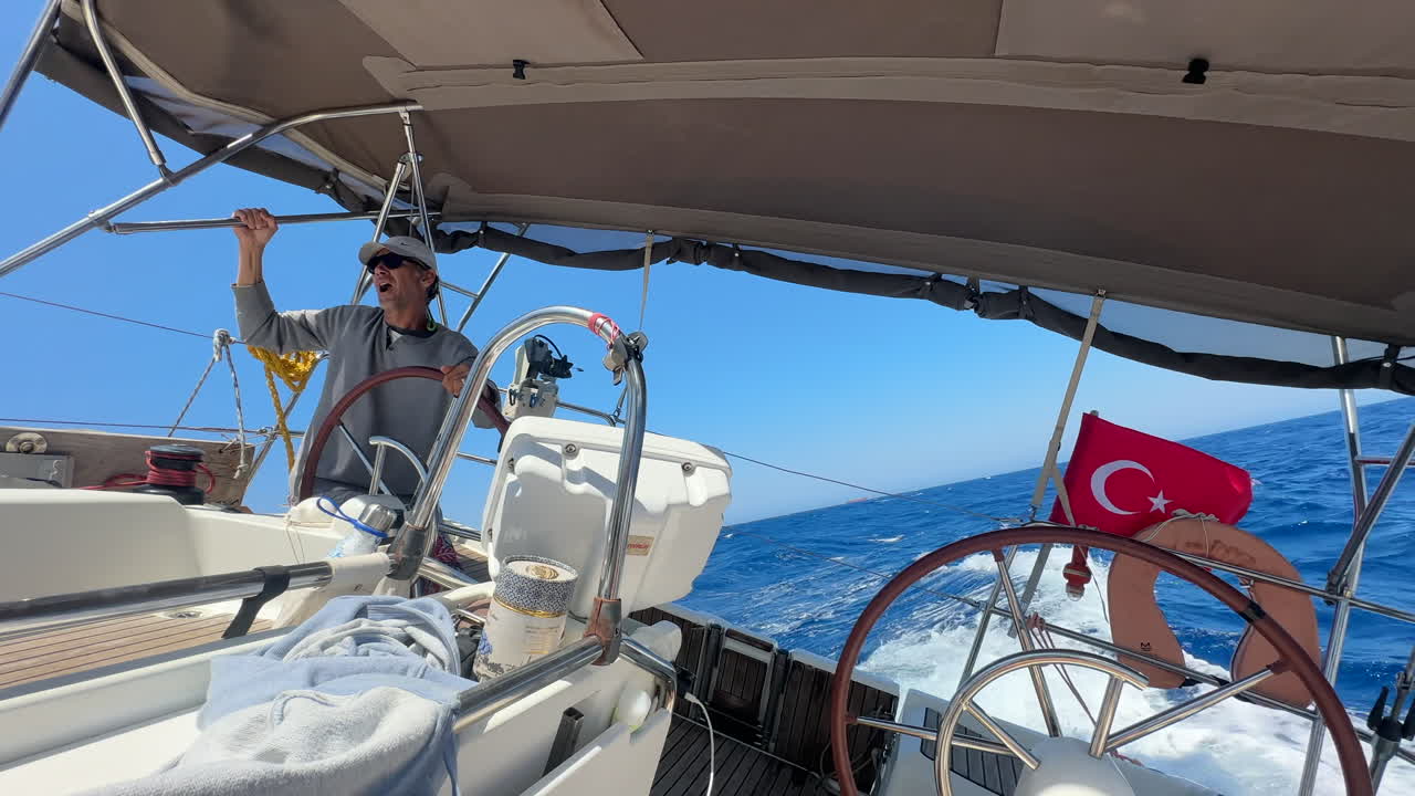 Premium stock video - Greece, somewhere at the aegean sea, captain is ...