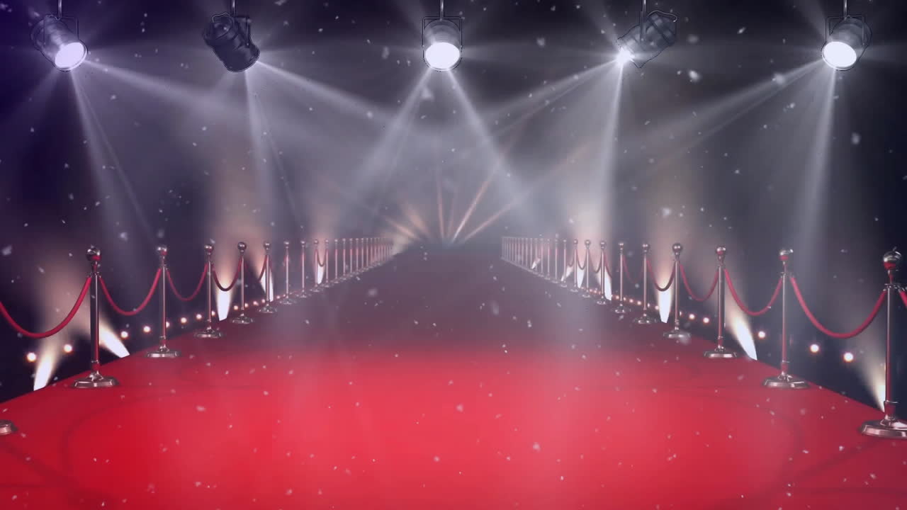 Premium stock video - Animation of moving spotlights and confetti ...