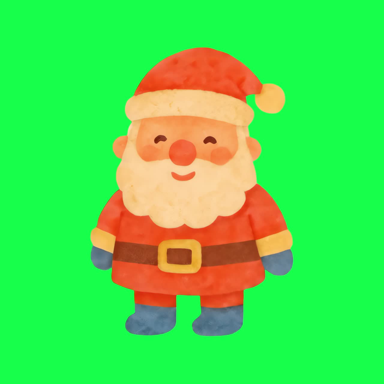 Cheerful cartoon Santa waving animation, transparent 4K video, green ...