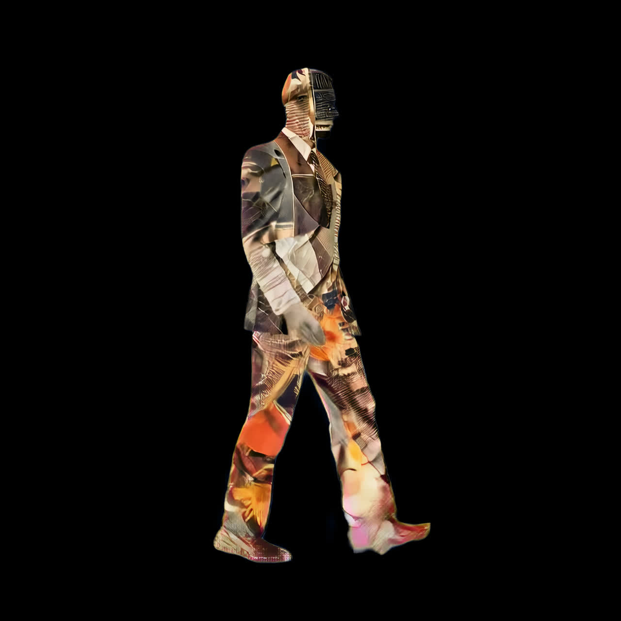 Abstract artistic walking figure animation isolated asset, transparent ...