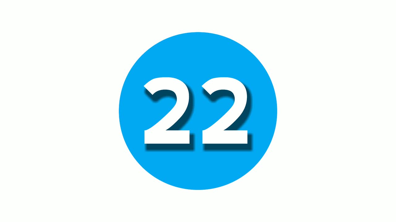 Number 22 Twenty Two Sign Symbol Animation Motion Graphics On Blue ...
