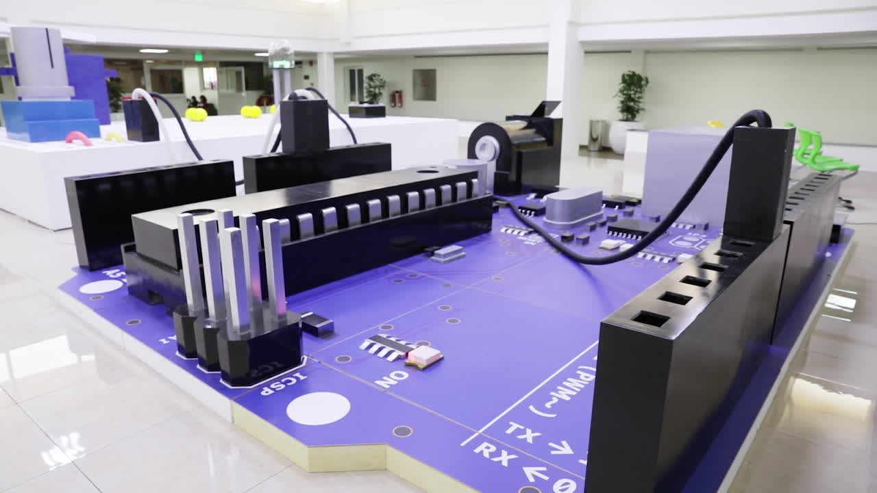 The largest arduino made of plastic pieces Premium Stock Video Footage