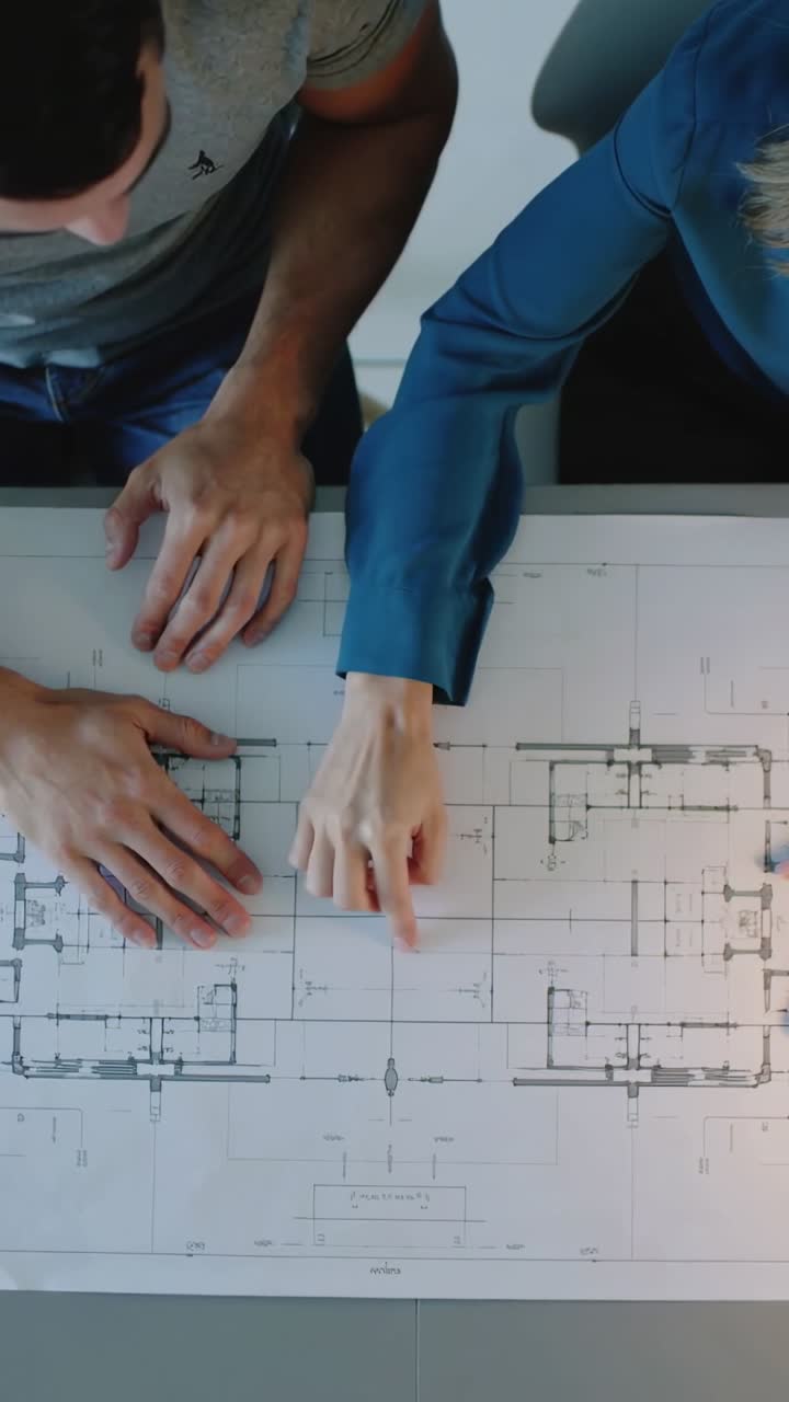 Vertical video: Starting placing hands, right man pointing axis on ...