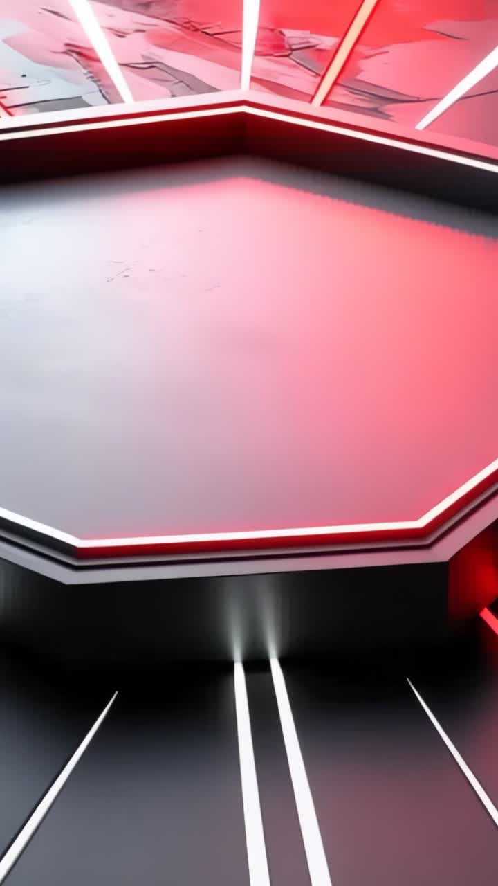 Vertical video: Showing hexagonal platform glowing in red-white LED ...