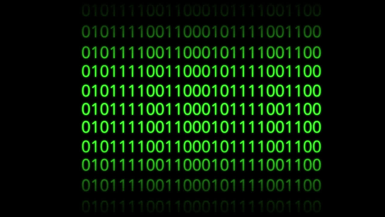 Premium stock video - Zeros and ones on screen. programming concept matrix green binary code ...