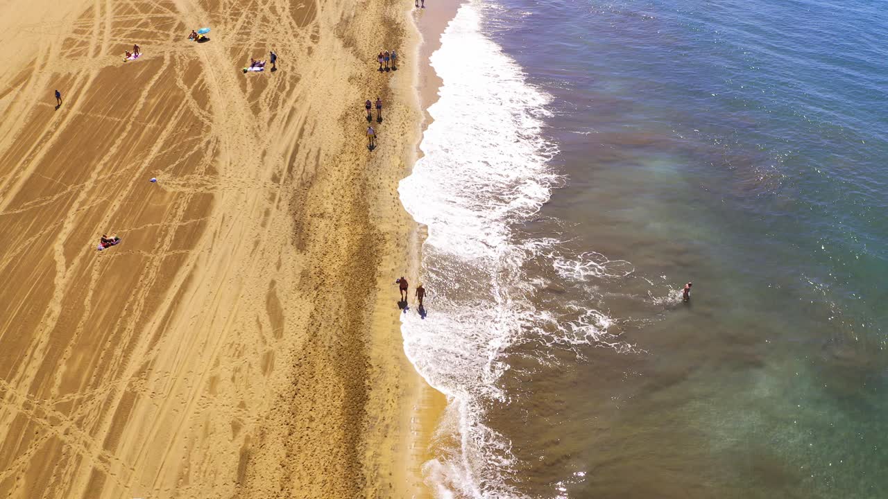 Premium stock video - Gran canaria beach flight over shoreline with ...