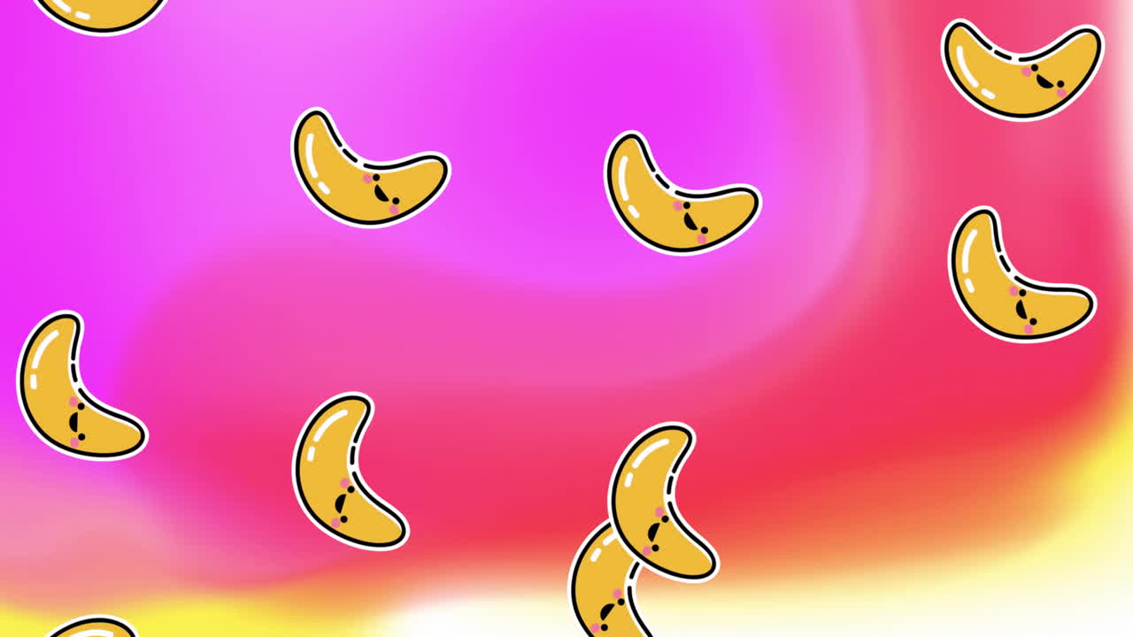 Premium stock video - Animation of bananas falling over colourful ...