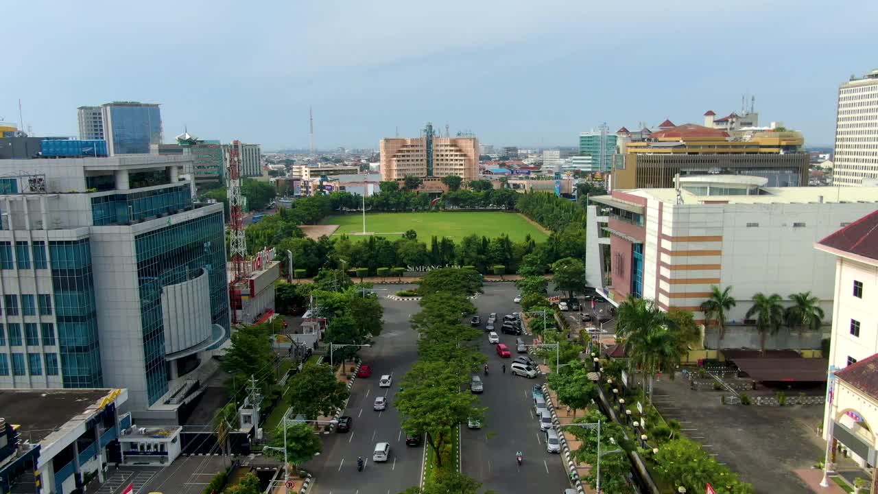 Premium stock video - Aerial view on street in semarang downtown ...