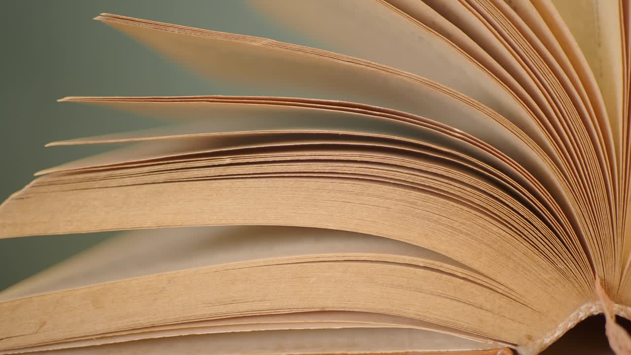 Close up of an open book with pages curled Premium Stock Video Footage