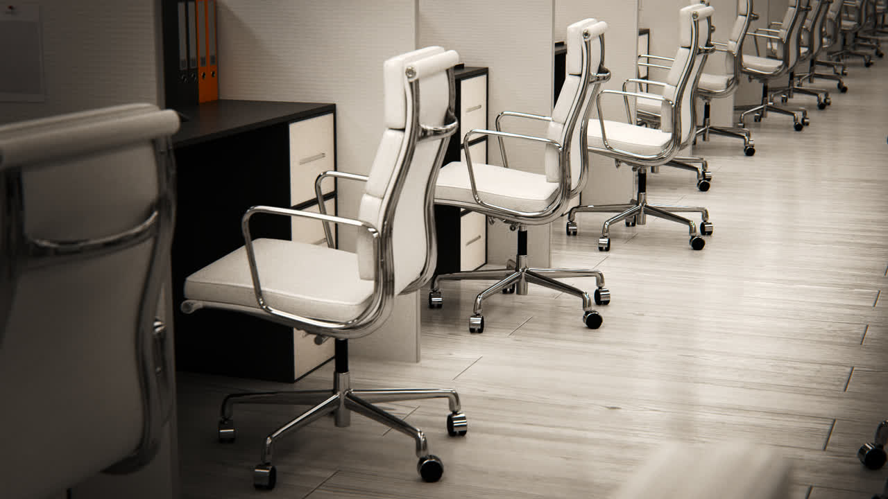 Premium stock video - Aerial view of the corporate open room with white ...