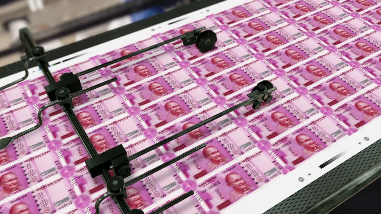 Loopable Indian Currency - 2000 Indian Rupee - Printing Money - 4K ...