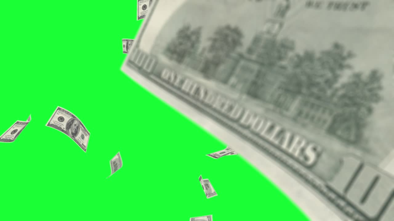 Money Falling Green Screen