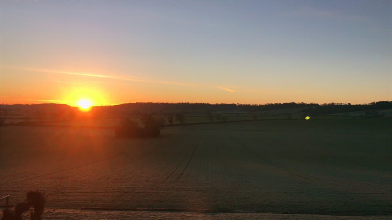Golden Sun Rise From Leicestershire Manor House Overlooking Field With ...