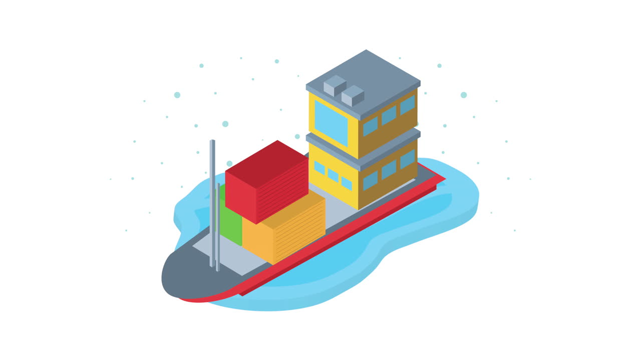 Cargo ship with containers logistic animation | Premium Stock Video Footage