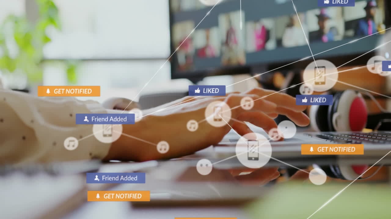 Premium stock video - Social media notifications and interactions ...