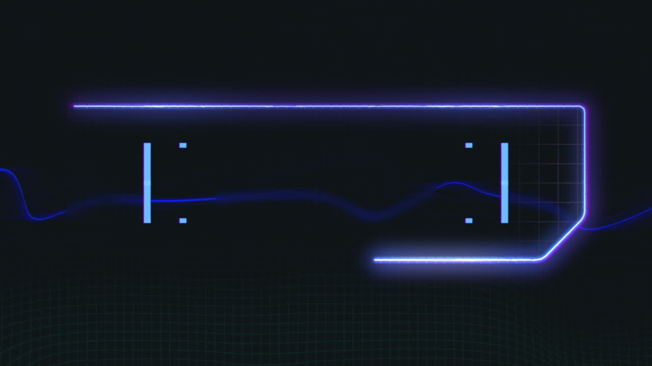 Premium stock video - Neon blue rectangle with wave pattern on black ...