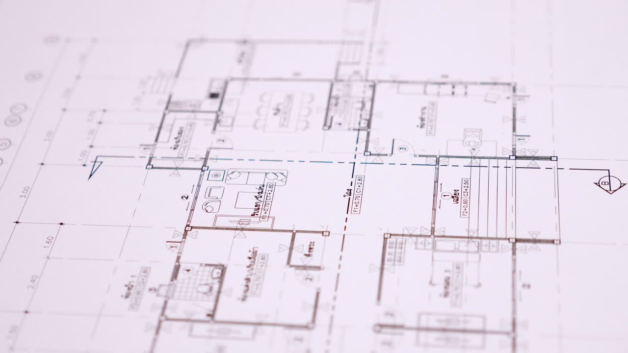 Architect's workspace with building plans and blueprints Premium Stock ...
