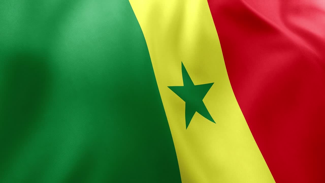 Waving flag of senegal animation, green, yellow, red vertical stripes ...
