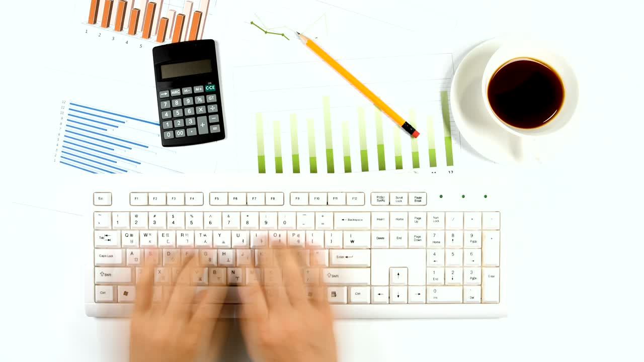 Keyboard typing hands. Top view | Premium Stock Video Footage