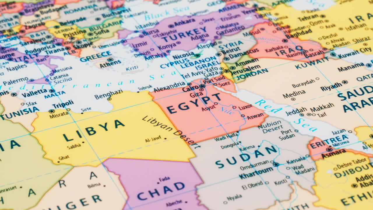 Premium stock video - Close-up of the country word egypt on a world map ...