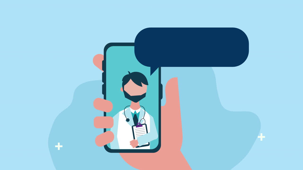 Doctor in smartphone telemedicine technology animation | Premium Stock ...