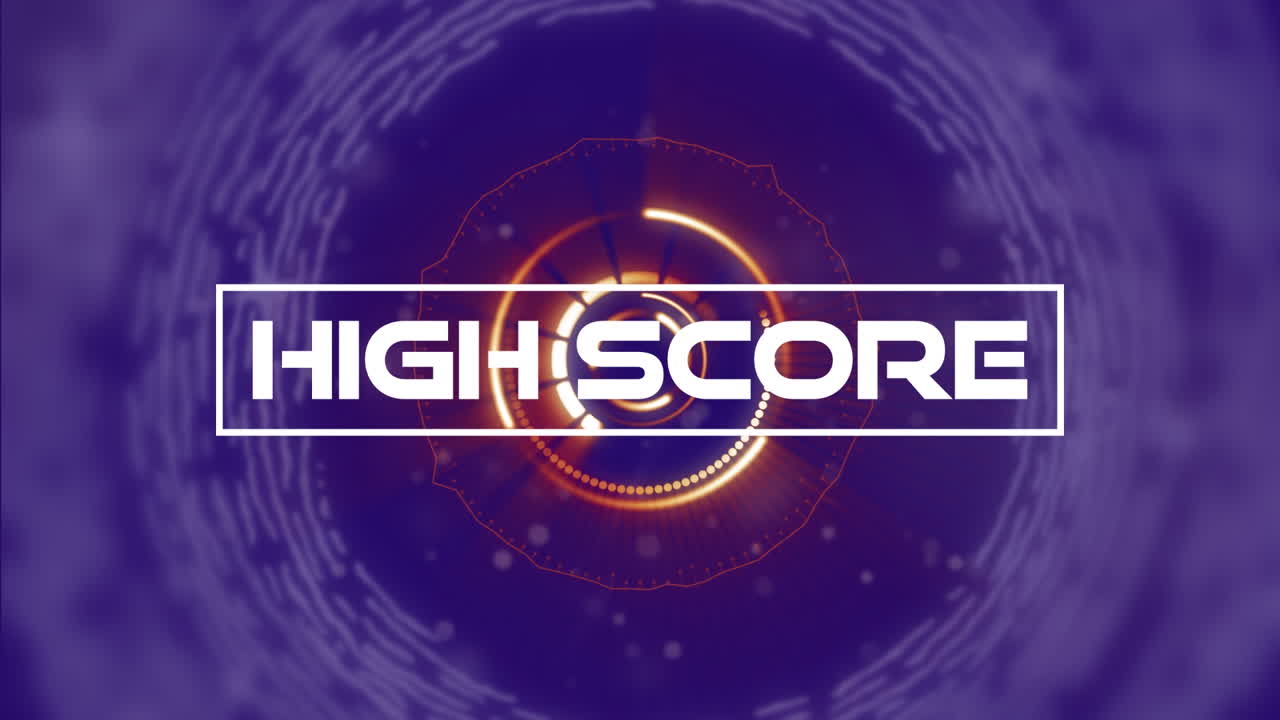 Animation of high score text over scope scanning and spots on blue ...