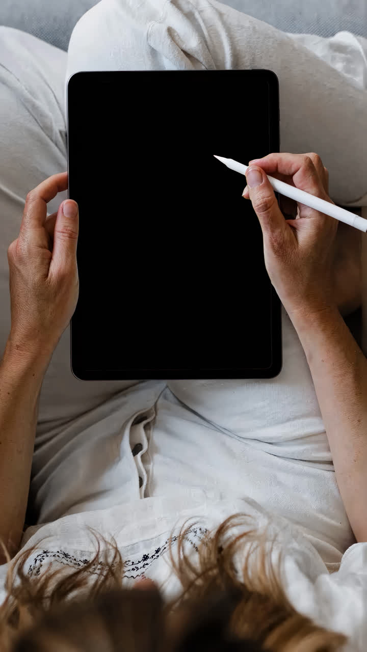 Digital tablet screen live mockup with stylus pen animated overlay ...