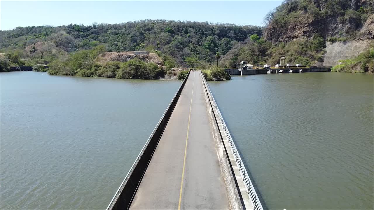 Long Cement Bridge Over Reservoir In Costa Rica, Big Pond Free Stock ...