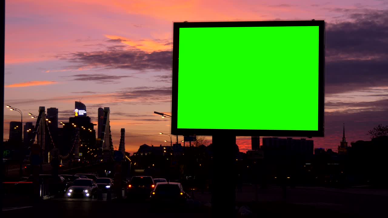 A Bilboard with a Green Screen on a Busy Street. | Premium Stock Video ...