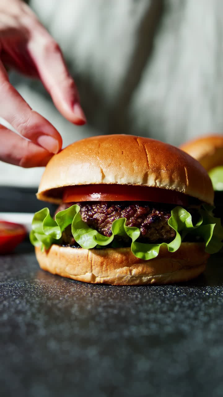 Making a Delicious Homemade Burger | Premium Stock Video Footage