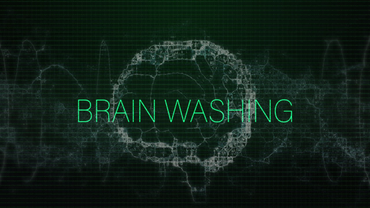Animation of brain washing text over brain | Premium Stock Video Footage