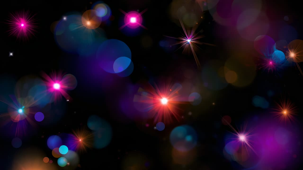 Pulsing lights on loop start, shifting and fading with starbursts ...