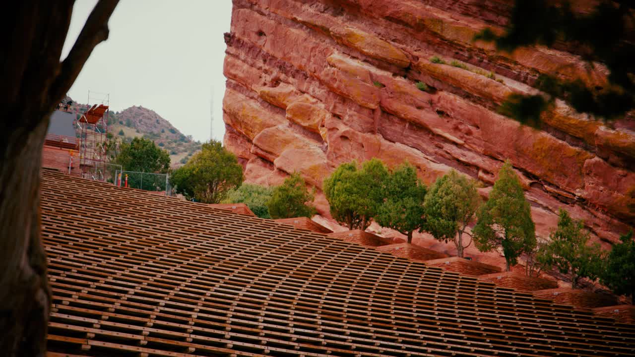 Rows of empty seating at Red Rocks Amphitheatre | Premium Stock Video ...
