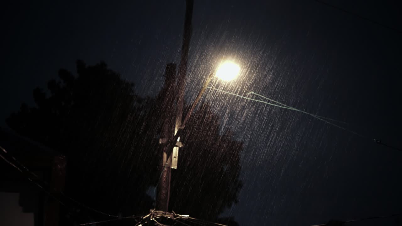 Lamp post under the rain Premium Stock Video Footage