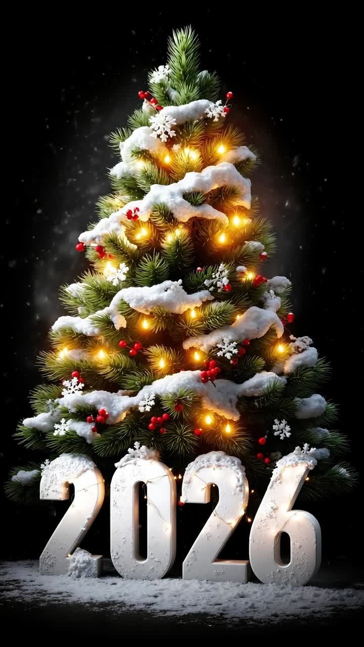 Christmas tree with the number 2026 in the foreground | Premium Stock ...