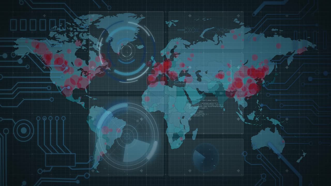 Premium stock video - Animation of scopes scanning on screens with ...