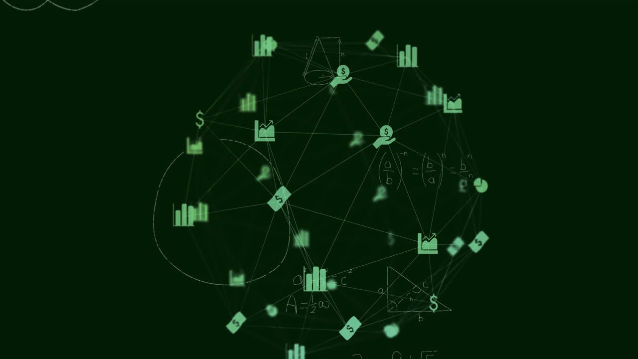 Globe of digital icons against mathematical equations | Premium Stock ...