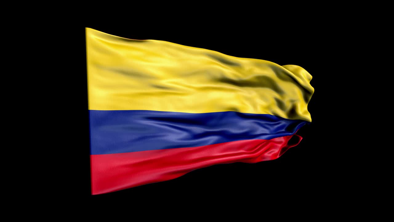 Realistic Colombia flag is waving 3D animation. National flag of ...