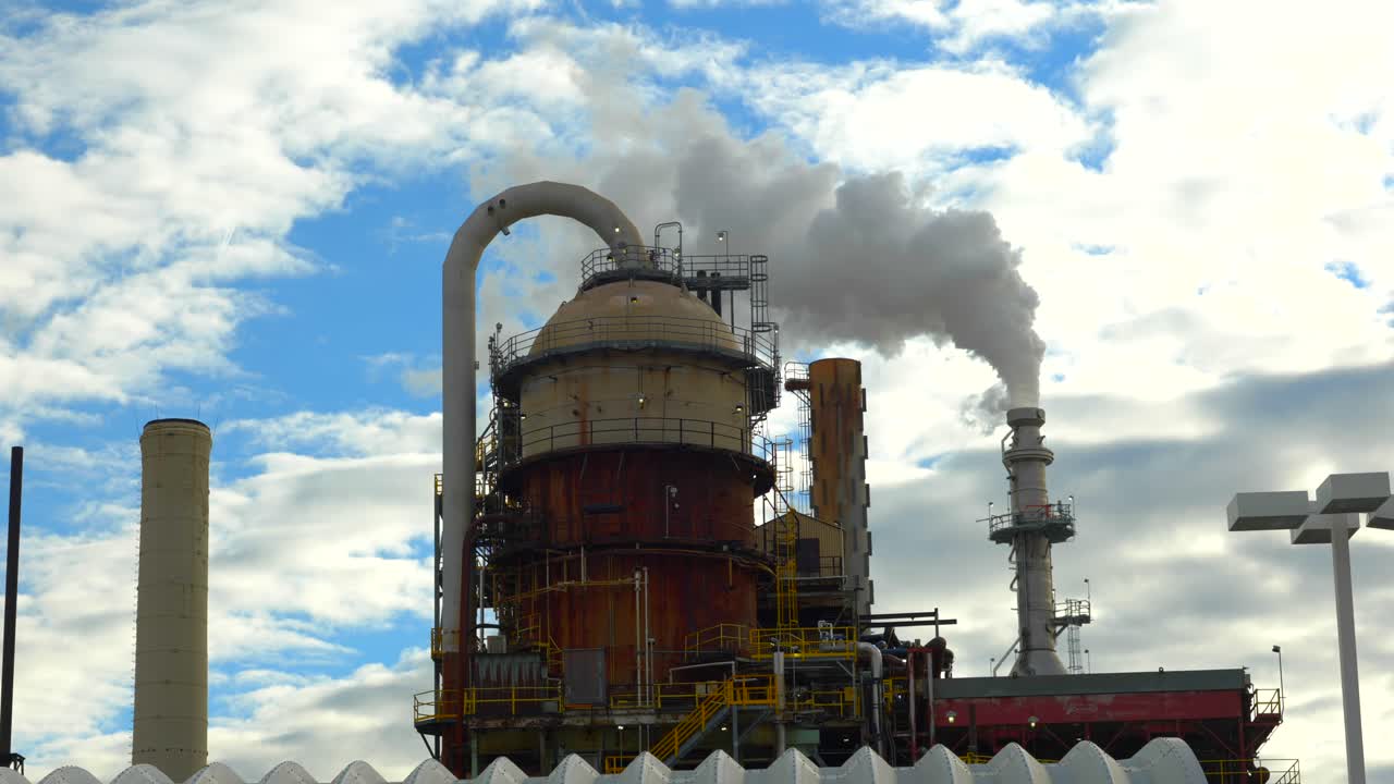 A smoke stack spews out pollution created by an oil refinery in Utah ...