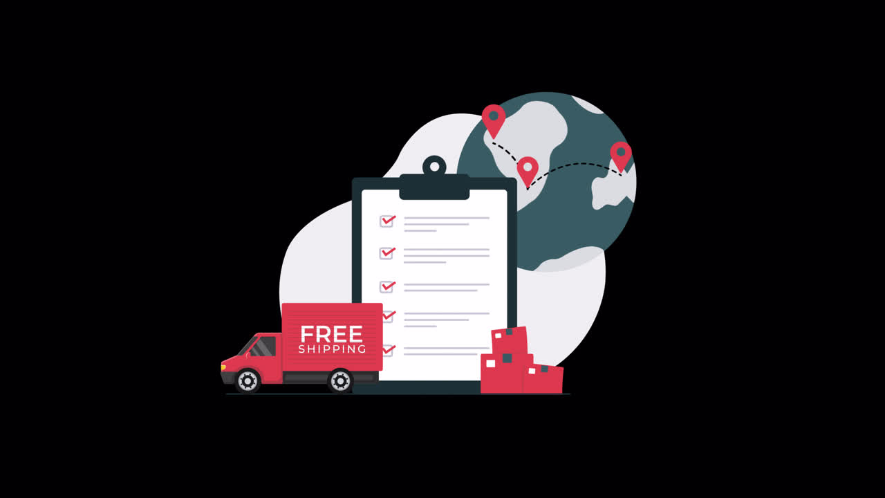 Animated Concept of Worldwide Free Shipping and Order Fulfillment ...