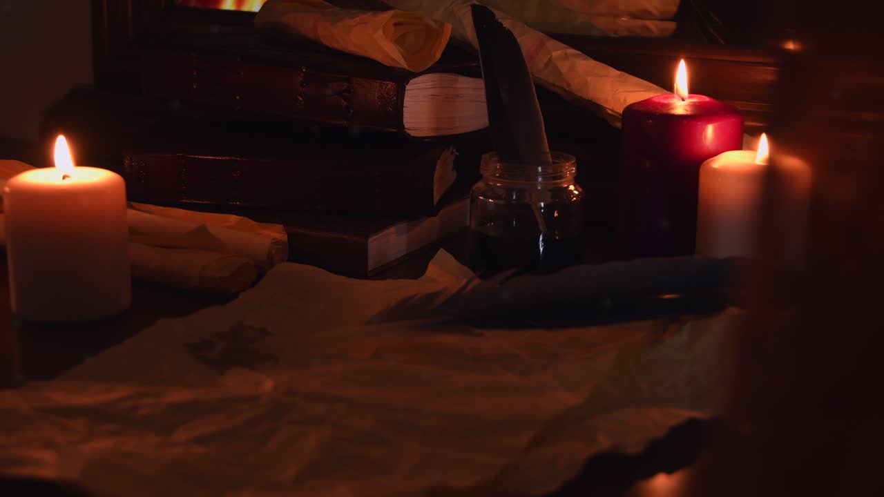 Detail Of An Old Scribe Room Next To A Fireplace With Vintage Paper ...