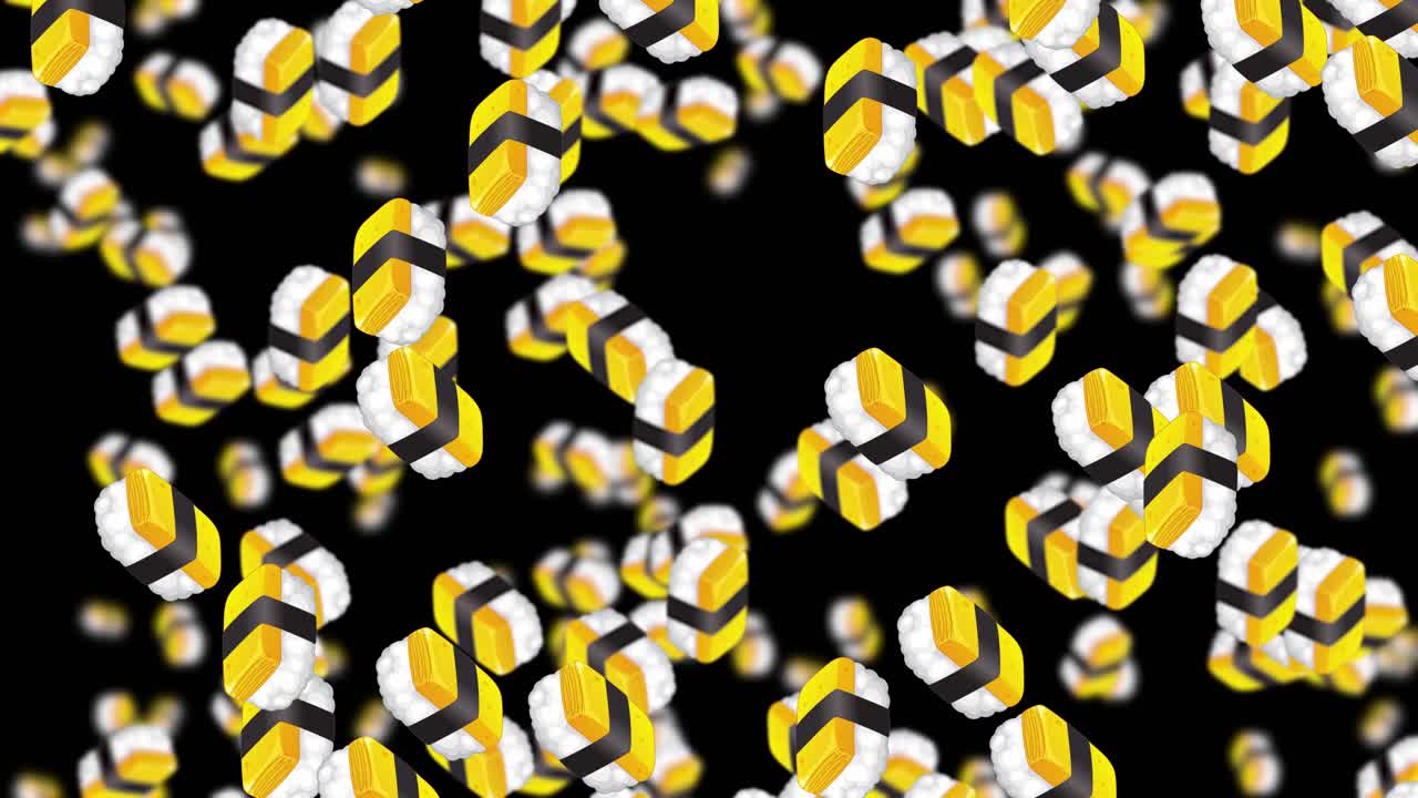Sushi pieces falling against a black background | Premium Stock Video ...