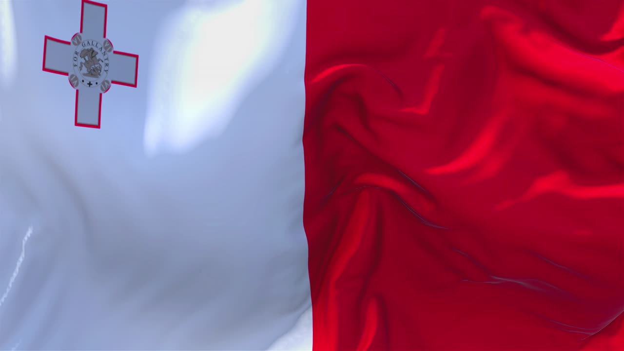 222 malta flag waving in wind slow motion animation 4k realistic fabric ...