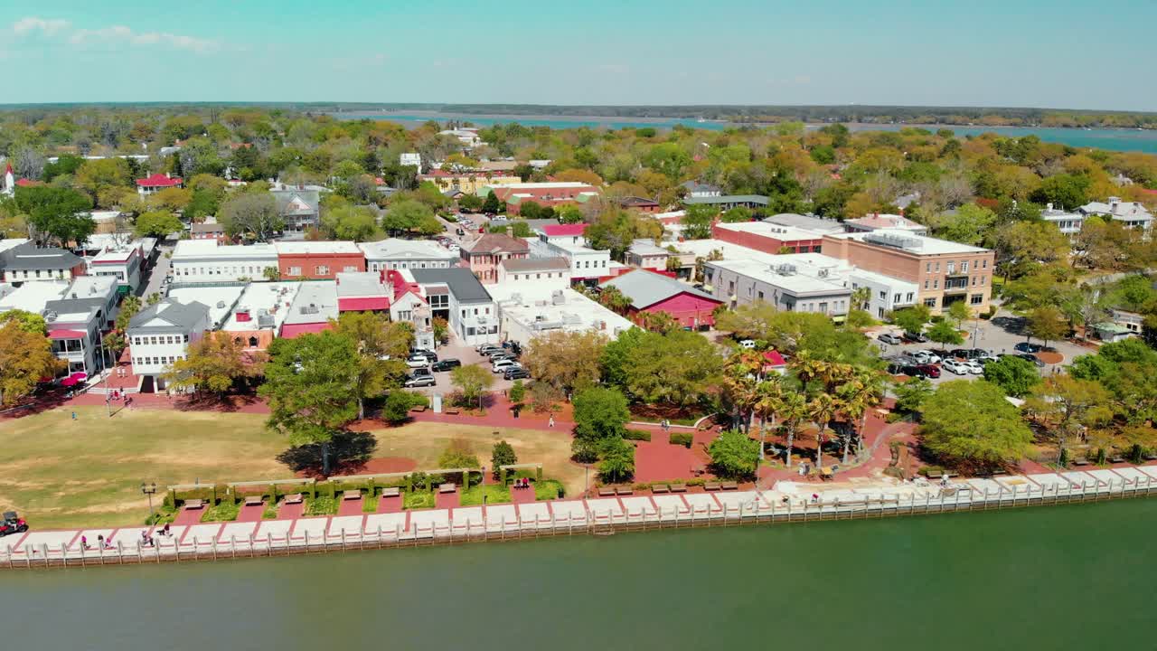 Premium stock video - Areal video shoot of charming town of charleston ...