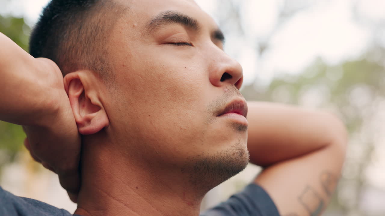 Anxiety, stress and nature breath exercise Premium Stock Video Footage