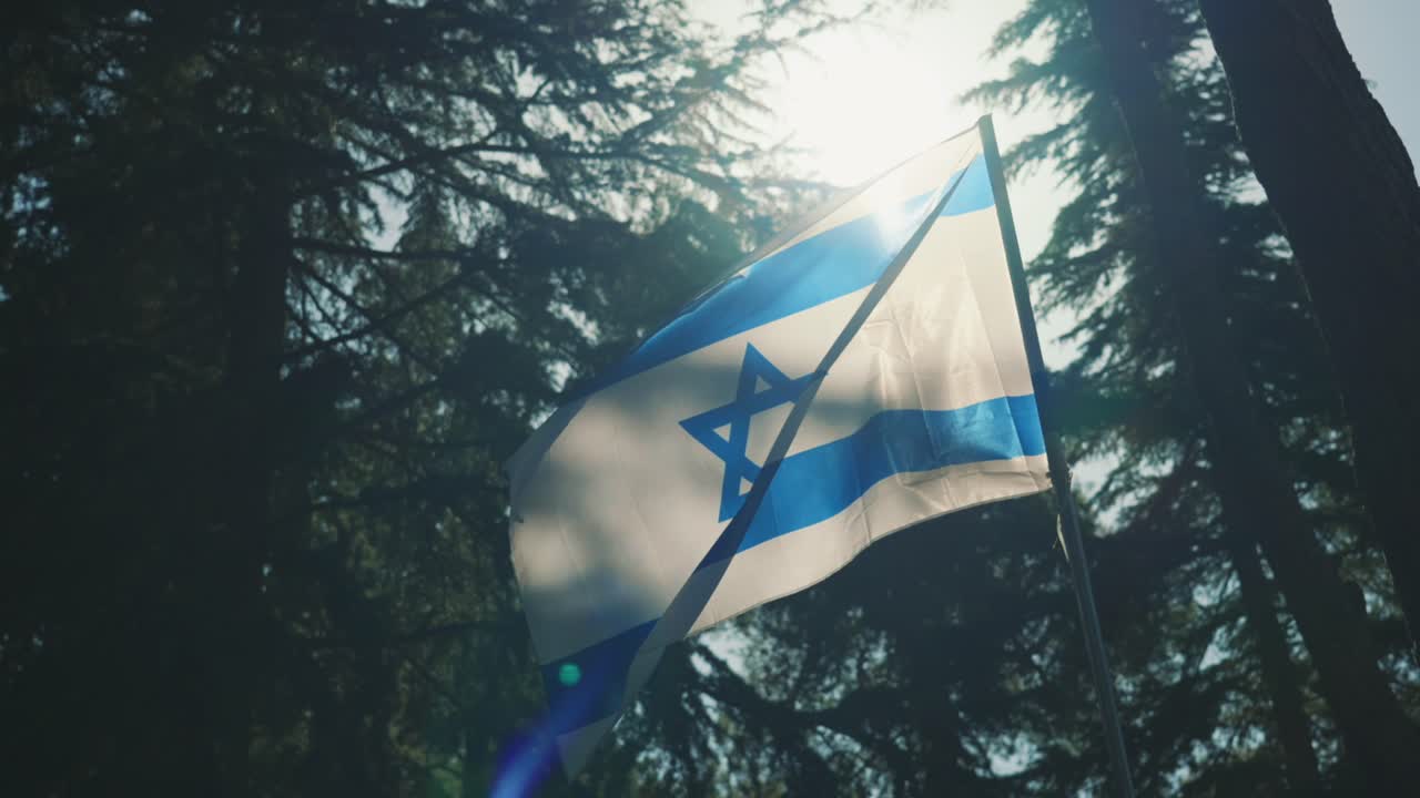 Israeli flag flying with jewish star in sunlight state nation Premium ...