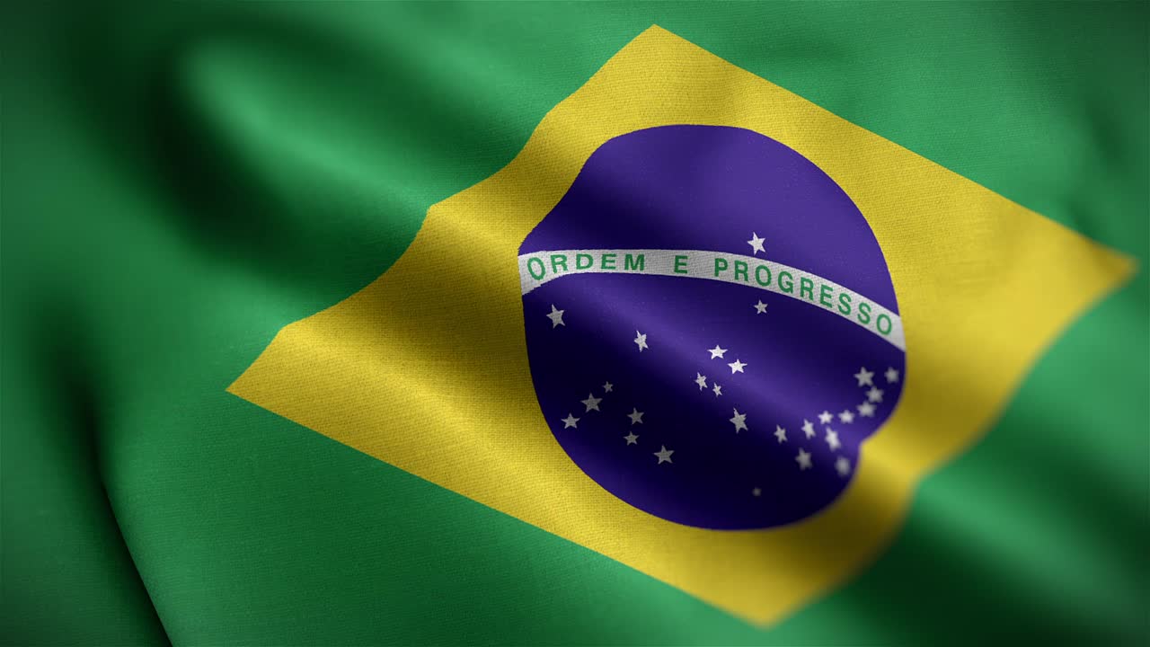 Premium stock video - Angled view of the brazilian flag flapping in hd