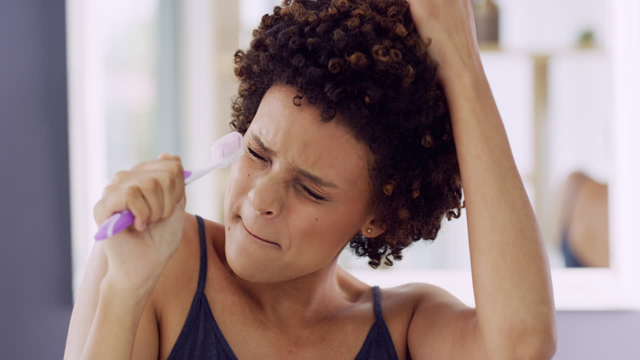 Woman Singing While Brushing Her Teeth Premium Stock Video Footage